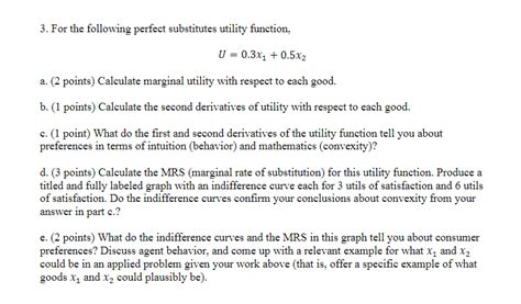 Solved For The Following Perfect Substitutes Utility