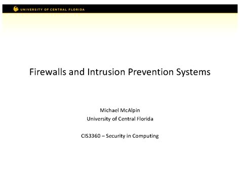 Cis3360 Firewall And Intrusion Prevention Systems Overview Firewalls And Intrusion