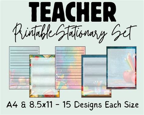 Teacher Stationary Printable Paper School Stationary Lesson Plan