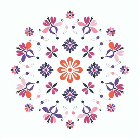 A Symmetrical Ornate Design Composed Of Various Floral Motifs Premium Ai Generated Vector