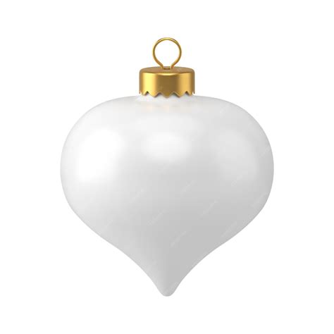 3d를 걸기 위한 황금 금속 루프가 있는 현실적인 흰색 유리 크리스마스 트리 드롭 모양 장난감 프리미엄 벡터