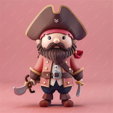 Cute Adventurous Pirate Captain 3d Isolated On Flat Image 1 Premium Ai Generated Image