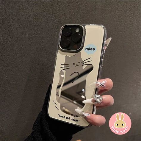 Cute Mirror Cat Phone Case For Xiaomi 15 Ultra Civi 4 Pro Poco C75 C71
