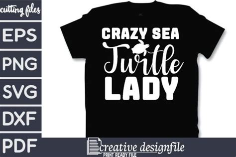 Crazy Sea Turtle Lady Graphic By Black SVG Club Creative Fabrica