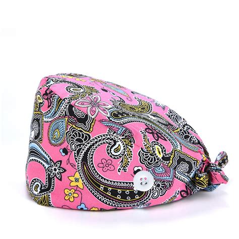 유니섹스 버튼 수술실 모자 의사 간호사 모자 방진 모자 의료 장비 코튼 작업 모자 유니폼 액세서리 작업복 및 유니폼