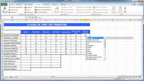 Utiliser Les Fonctions De Calcul Avec Excel 2010 Youtube