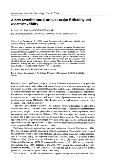 pdf a new swedish social attitude scale reliability and construct validity