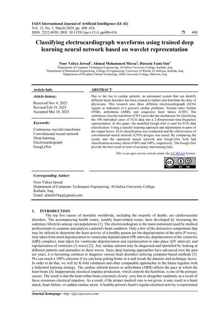 Classifying Electrocardiograph Waveforms Using Trained Deep Learning