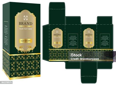 포장 디자인 녹색 골드 럭셔리 상자 디자인 템플릿과 이랑 상자 일러스트 벡터 개성 개념에 대한 스톡 벡터 아트 및 기타 이미지 개성 개념 광고 금 금속 Istock