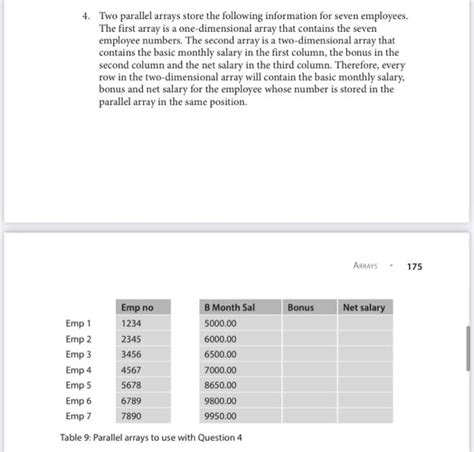 Solved 4 Two Parallel Arrays Store The Following