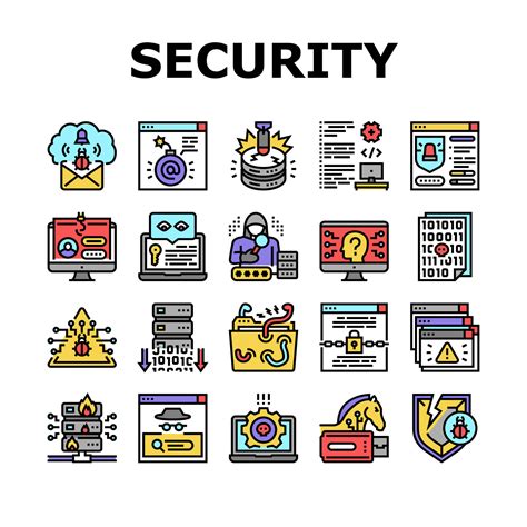 Cyber Security System Technology Icons Set Vector 10311446 Vector Art