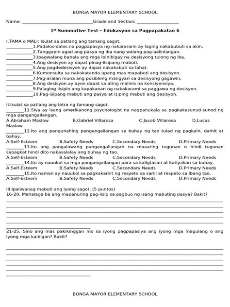 1st Summ Esp Arts Math 6 A Pdf