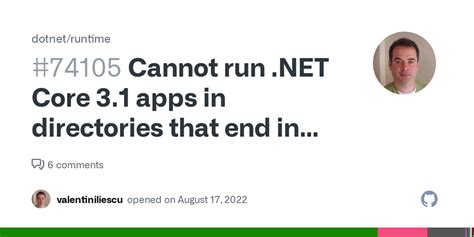 cannot run core 3 1 apps in directories that end in dot on macos · issue 74105 · dotnet