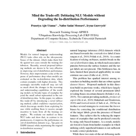 Mind The Trade Off Debiasing Nlu Models Without Degrading The In