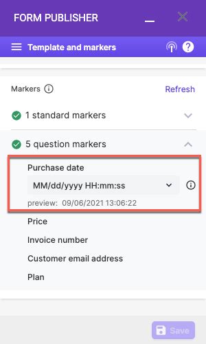 Configure The Format Of Date Time Question Markers Documentation Form Publisher Support