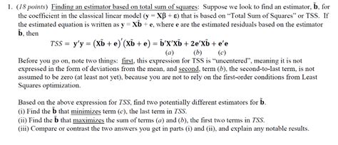 Finding An Estimator Based On Total Sum Of Squares