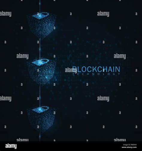 Abstract Blockchain Technology Concept Isometric Digital Blocks Connection Of Data Depicting A