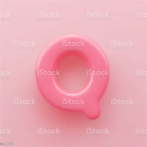 3d Pink Uppercase Letter Q With A Glossy Surface On A Pink Background Stock Illustration