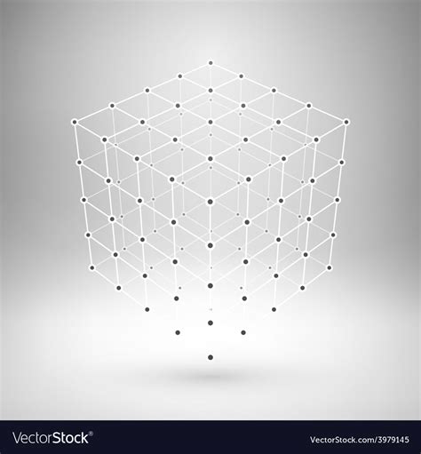 Wireframe Mesh Polygonal Cube Royalty Free Vector Image