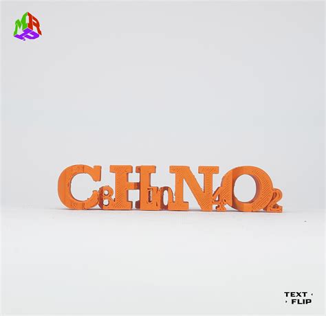 Free Stl File Text Flip C8h10n4o2 Caffeine ・template To Download And