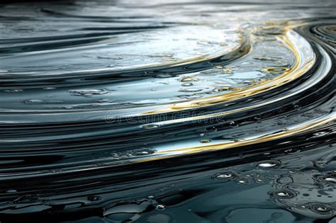 Abstract Waves Of Crude Oil Create Metallic Reflections In A Dynamic Interplay Of Light And