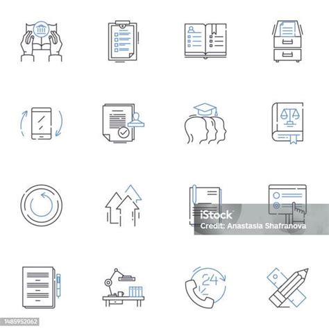 프로젝트 계획 라인 아이콘 컬렉션입니다 일정 마일 타임라인 범위 예산 리소스 결과물 벡터 및 선형 그림 작업 마감일 개요 표지판 세트 관리 사업 성과물에 대한 스톡 벡터