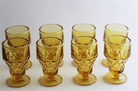 Vintage Amber Glass Footed Tumblers Or Iced Tea Glasses Georgian