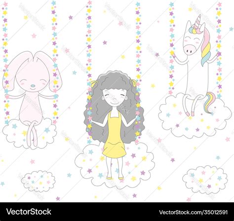 Cute Cloud Swingers Royalty Free Vector Image Vectorstock