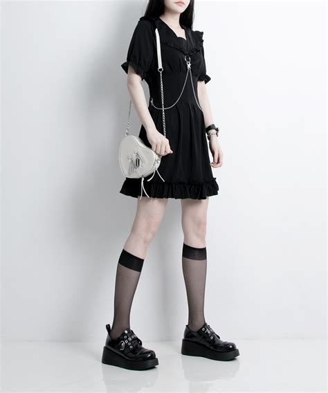 쉬폰 미니 반팔 원피스 세일러 셔츠 카라 레이스