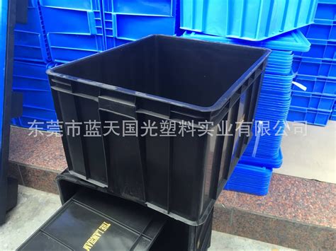 黑色加厚防静电箱带盖周转箱物料箱 黑色塑料箱胶框 防静电储物箱 阿里巴巴