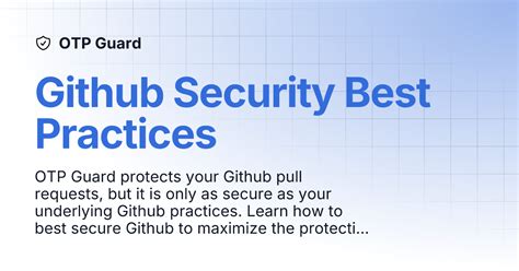 Github Security Best Practices Otp Guard