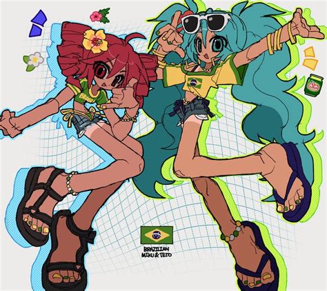 Hatsune Miku Kasane Teto And Brazilian Miku Vocaloid And 1 More Drawn By Jwnn Danbooru