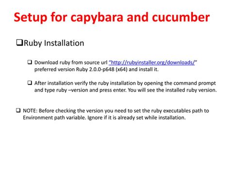 Capybara And Cucumber With Dsl Using Ruby Ppt
