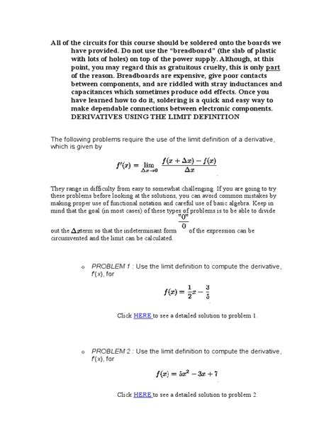 Using Limit Definition Derivatives Problems Pdf Amplifier Transistor