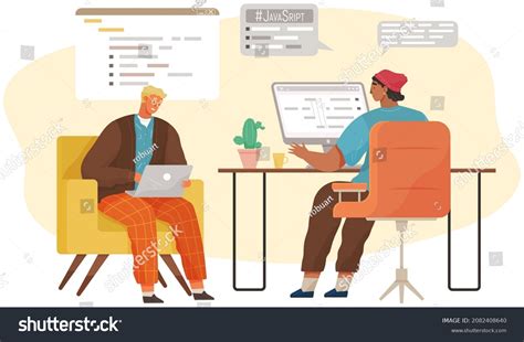 Programmer Engineering Coding Coder Programmers Working Stock Vector Royalty Free 2082408640