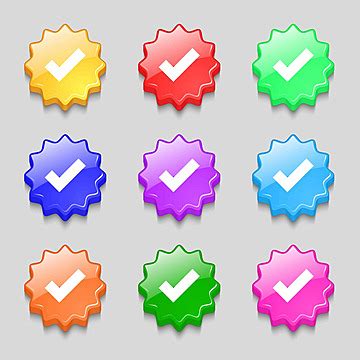 Vector Set Of Nine Colorful Check Mark Icons With Checkbox Buttons Vector Metro Poll Template