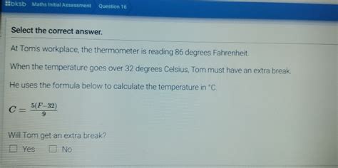 Solved Bksb Maths Initial Assessment Question 16 Select The Correct Answer At Toms Workplace