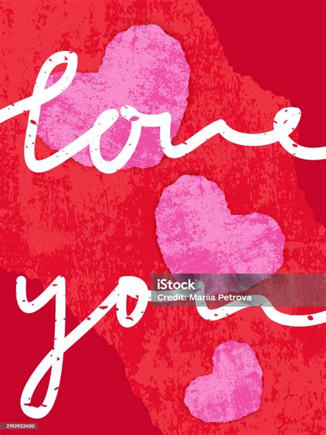 사랑 발렌타인 카드 개념입니다 빨간 그런지 배경에 질감이 있는 분홍색 하트입니다 벡터 일러스트 레이 션 가리기에 대한 스톡 벡터 아트 및 기타 이미지 Istock