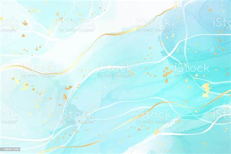 흰색 선과 브러시 얼룩로얄 시안 민트 액체 대리석 수채화 배경 청록색 대리석 알코올 잉크 그리기 효과 벡터 일러스트 배경 수채화 결혼 초대장 배경 주제에 대한 스톡 벡터