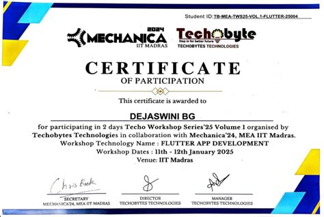 Flutter Flutter Dart Appdevelopment Learningjourney Iitmadras Dejaswini B G