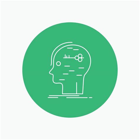 brain hack hacking key mind white line icon in circle background vector icon illustration
