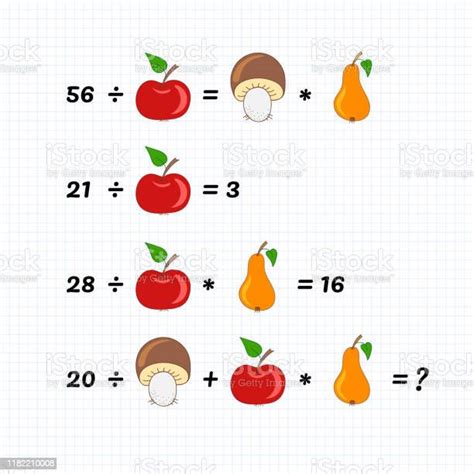 어린이를위한 수학 교육 게임 고급 수준입니다 학습 부문 곱셈 아이들을위한 추가 방정식 워크 시트 수학 퍼즐 방정식 시스템 작업 순서입니다 논리적 작업 나눗셈에 대한 스톡