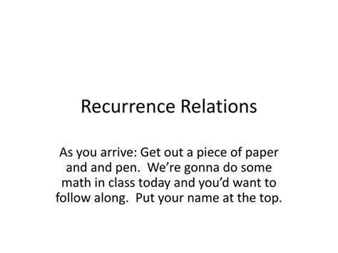 Ppt Recurrence Relations Powerpoint Presentation Free Download Id3139188