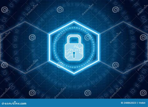 digital lock interface with circle binary numders stock illustration