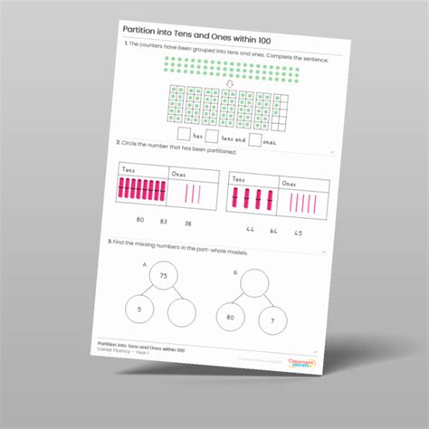 Year 1 Partition Into Tens And Ones Within 100 Varied Fluency 2 Resource Classroom Secrets