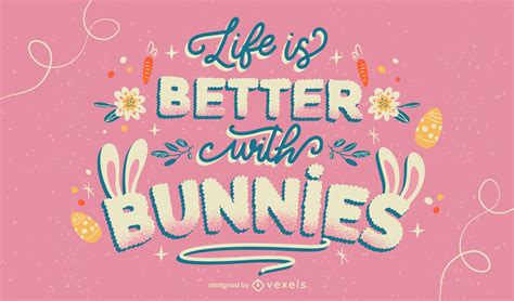 Easter Bunnies Lettering Vector Download