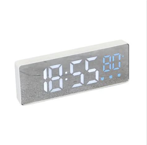LED Digital Alarm Clock Temperature Date Display Snooze USB Desktop Strip Mirror LED Clocks For