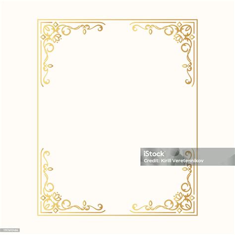 빈티지 황금 직사각형 손으로 그린 웨딩 프레임입니다 벡터 절연 골드 디자인 로얄 빅토리아 국경 결혼식에 대한 스톡 벡터 아트 및 기타 이미지 Istock