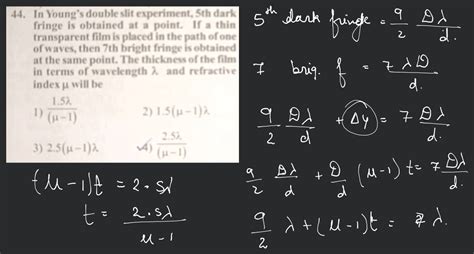 In A Biprism Experiment 5th Dark Fringe Is Obtained At A Point If A Thi