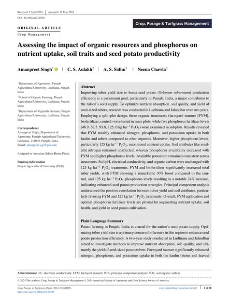 Assessing The Impact Of Organic Resources And Phosphorus On Nutrient